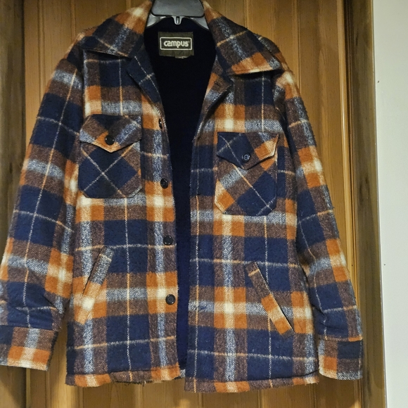 Campus | Jackets & Coats | Mens Blue And Orange Plaid Campus Jacket ...